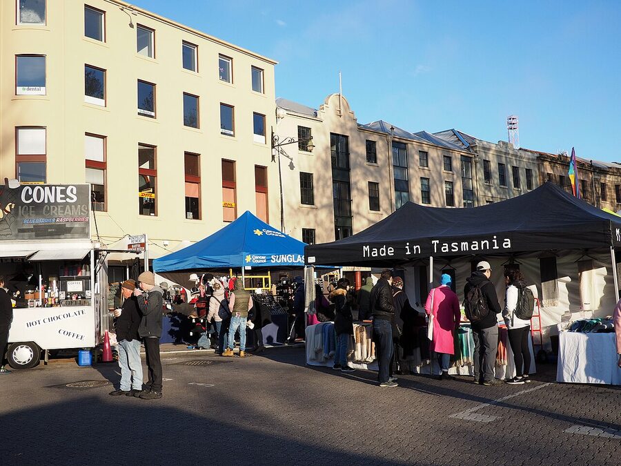 Salamanca Market Hobart Saturday morning Tasmania