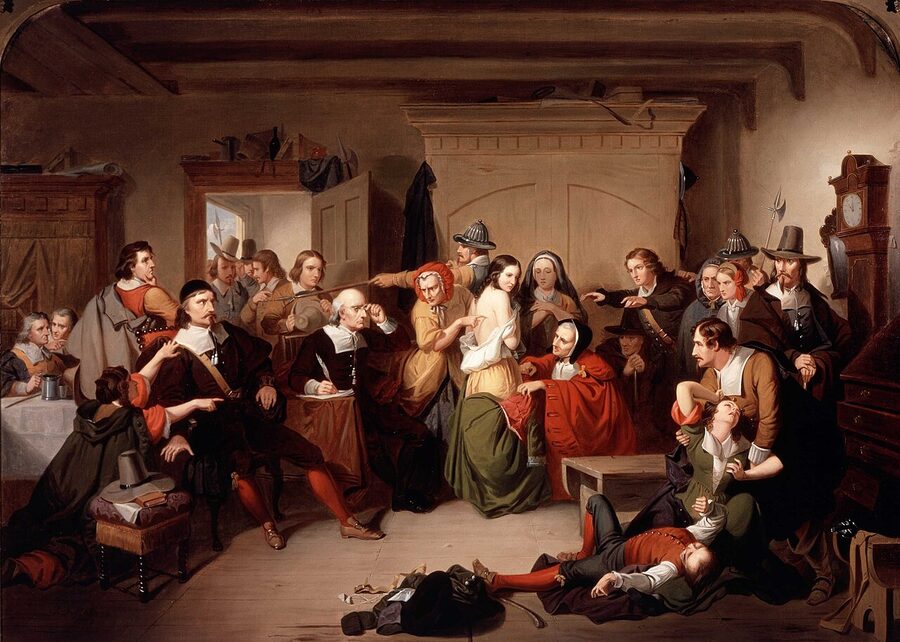 Examination of a Witch 1853 oil painting by T. H. Matteson depicting a Salem accusation