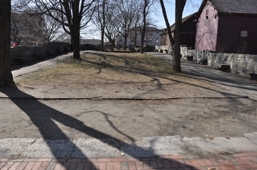 Salem Witch Trial Memorial granite benches with victim names
