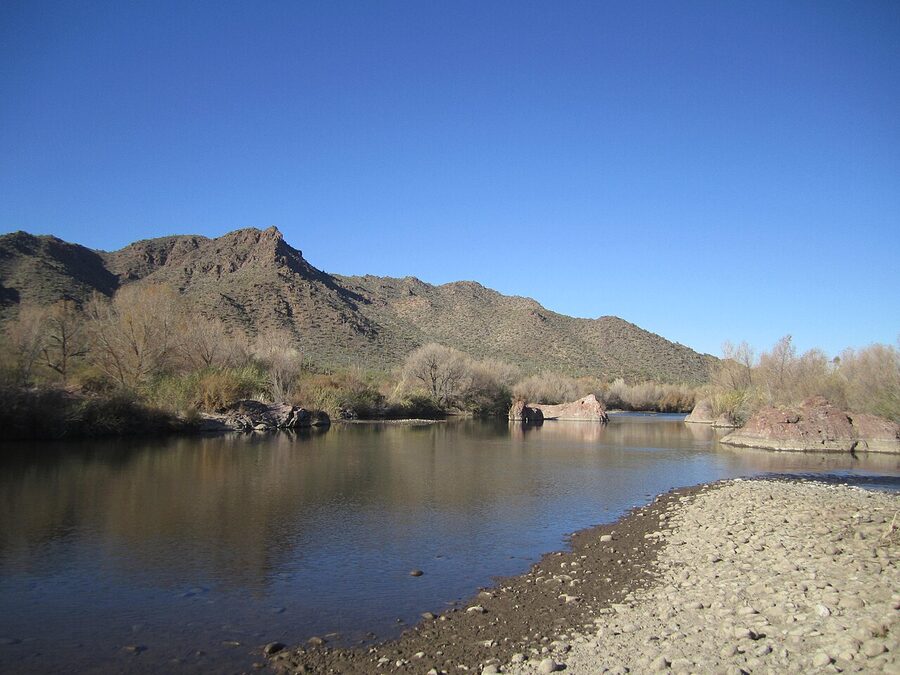 Rock islands mid-channel on the Lower Salt River