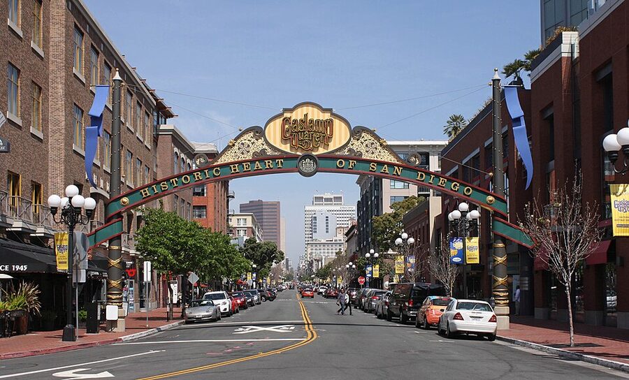 Gaslamp Quarter entrance arch in downtown San Diego
