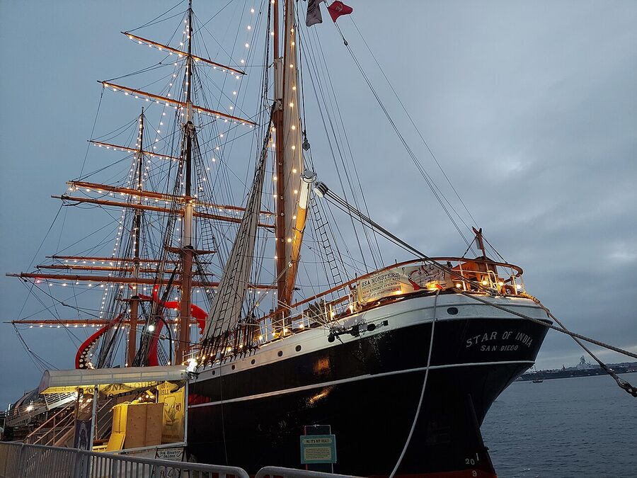 The Star of India tall ship docked at San Diego Maritime Museum