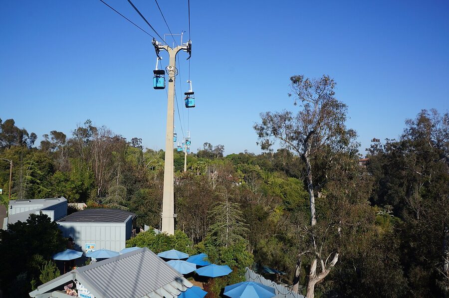 View over the San Diego Zoo from the Skyfari aerial tram cabin