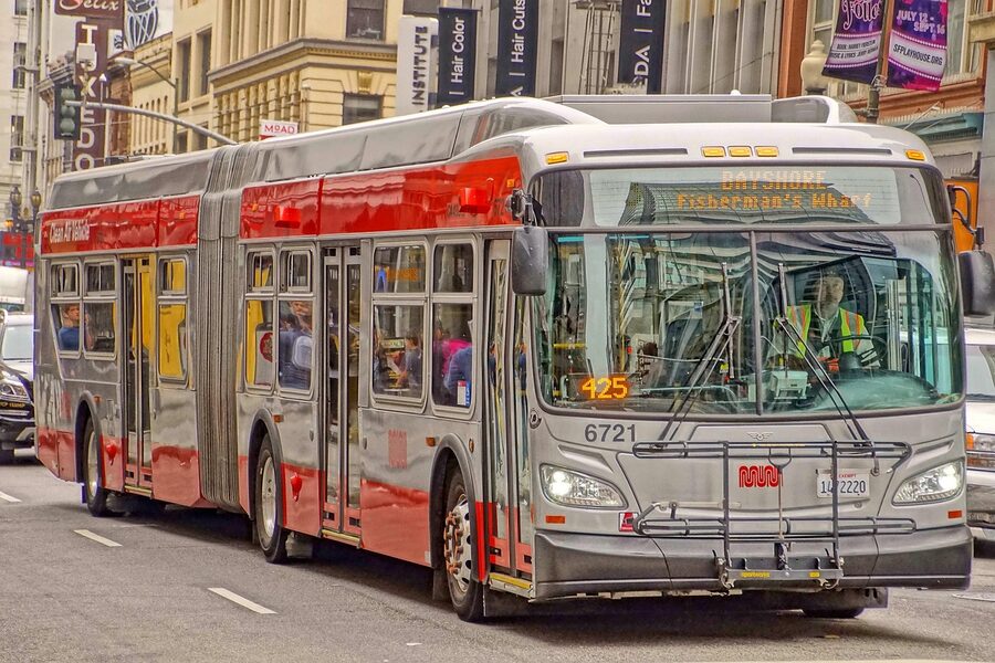 Historic bus on Market Street, San Francisco