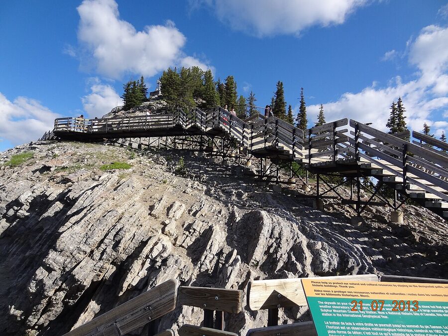 Stone weather observatory at Sanson Peak Sulphur Mountain