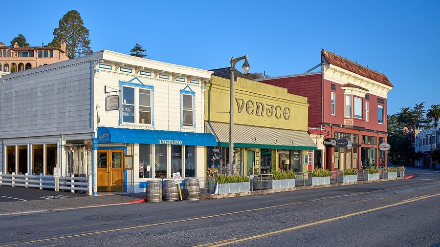 Storefronts along Bridgeway in Sausalito Marin County