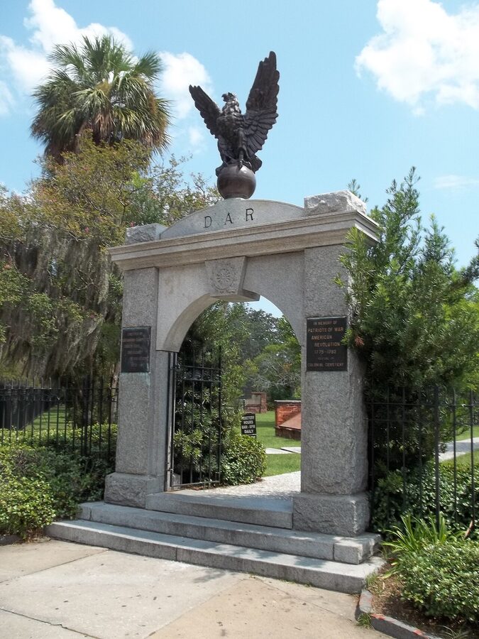 Colonial Park Cemetery entrance gate Savannah Georgia historic