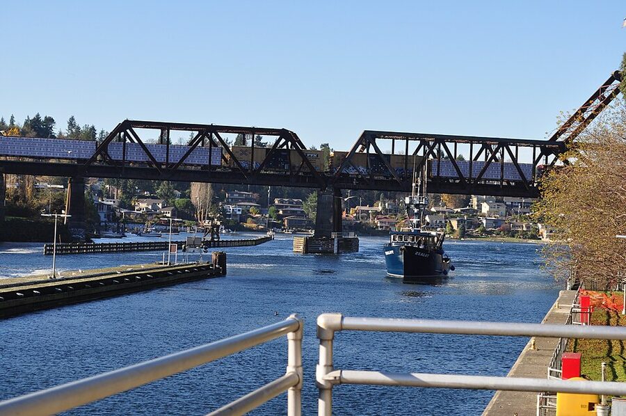 Fishing boat Zealot waiting outside the Ballard Locks