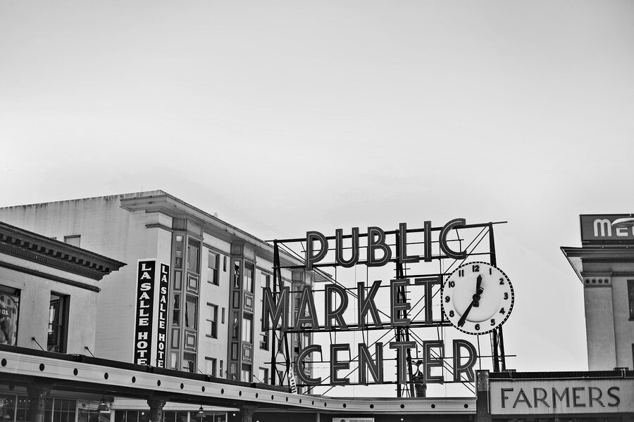 Pike Place Public Market sign in Seattle