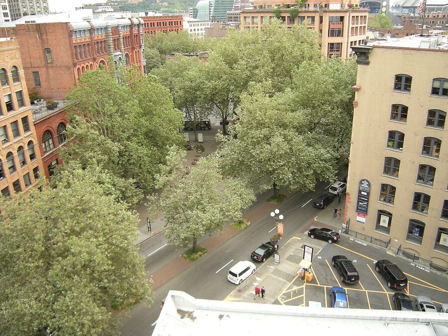 Pioneer Square Park iron pergola in Seattle