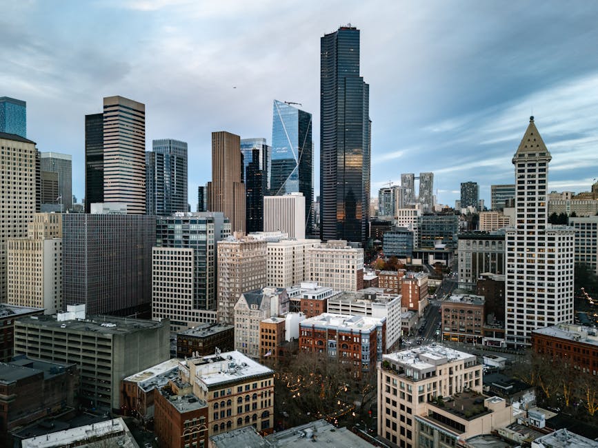 Seattle skyline with Smith Tower and modern skyscrapers