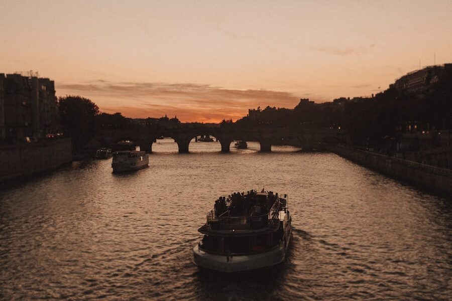 Sunset Seine cruise on the river in Paris