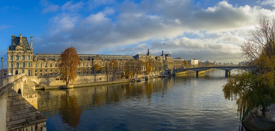 The Louvre seen from the Seine river