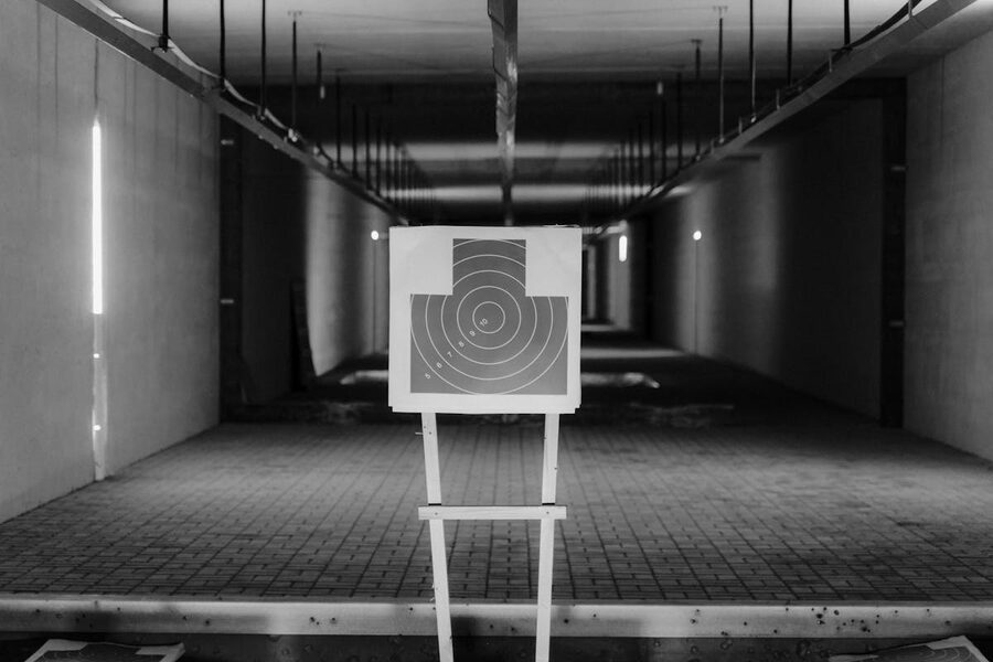 Shooting range target paper black and white
