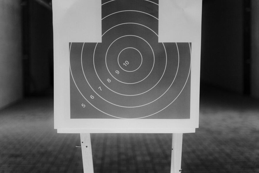 Shooting range target numbered rings black and white