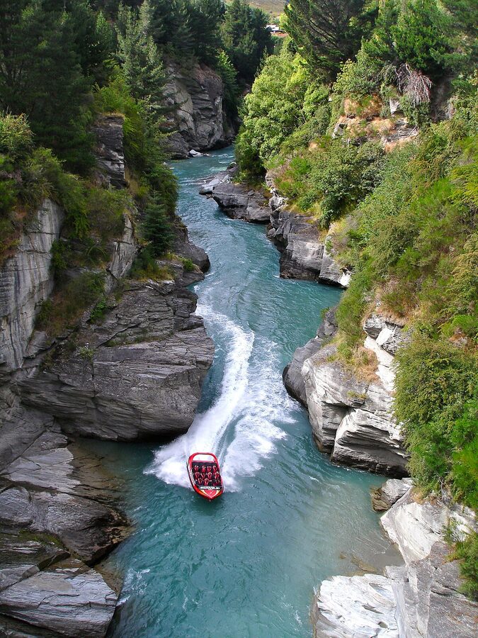 Shotover Jet boat in the Shotover River canyons Queenstown New Zealand