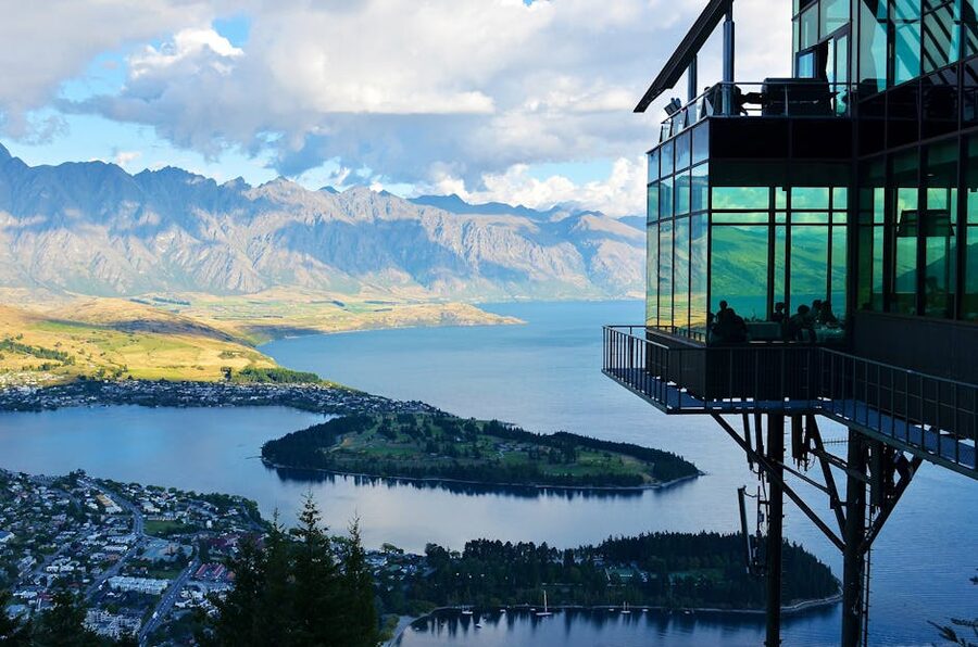 Lake Wakatipu and The Remarkables seen from Skyline Restaurant Queenstown