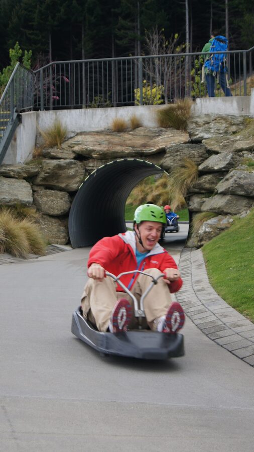 A Skyline Luge cart at the top station Queenstown