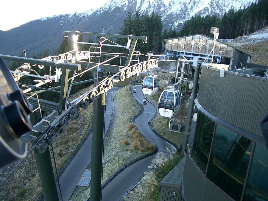 The luge area at the top station of Skyline Queenstown