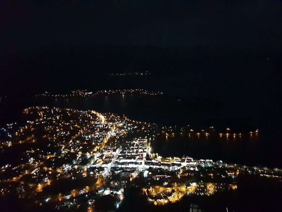 View of Queenstown and Lake Wakatipu from the top of the Skyline Gondola