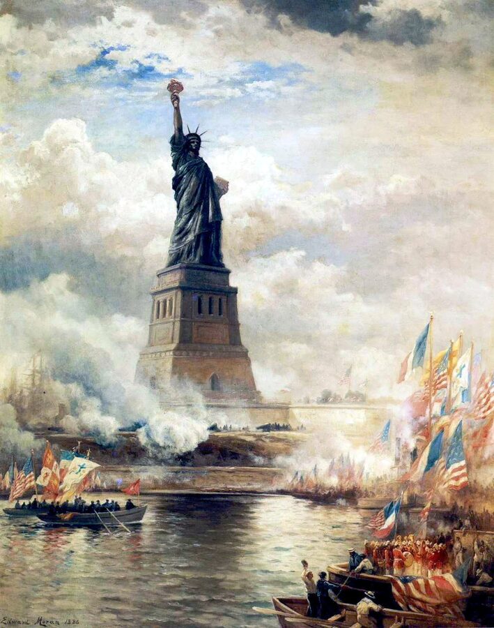 Edward Moran painting of Statue of Liberty unveiling 1886