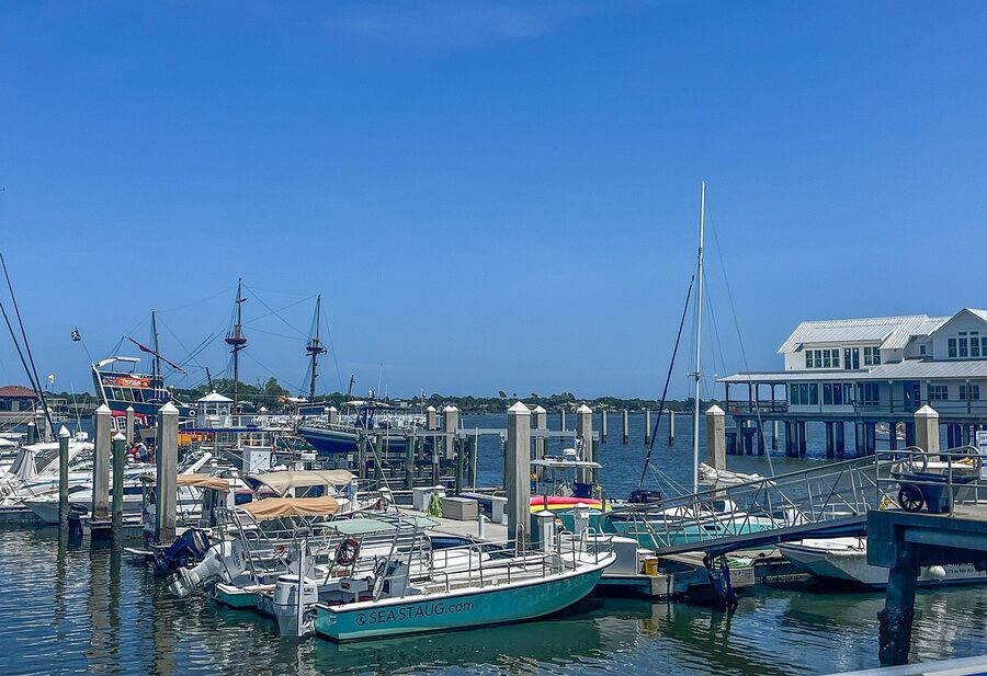 St Augustine marina with boats and sailboats