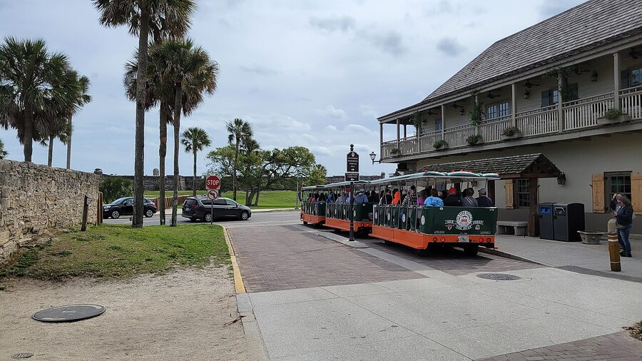 Old Town Trolley at St George Street stop St Augustine