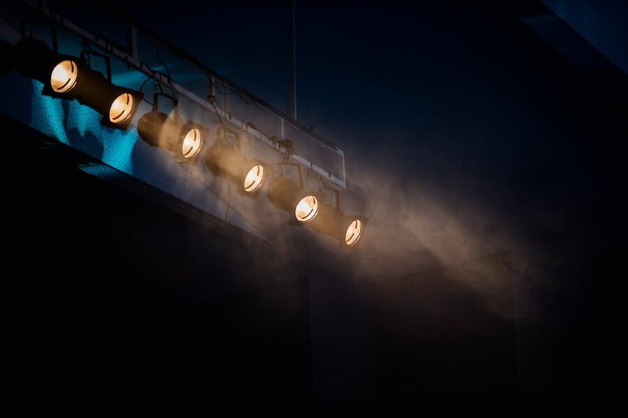 Cabaret stage lighting and spotlights