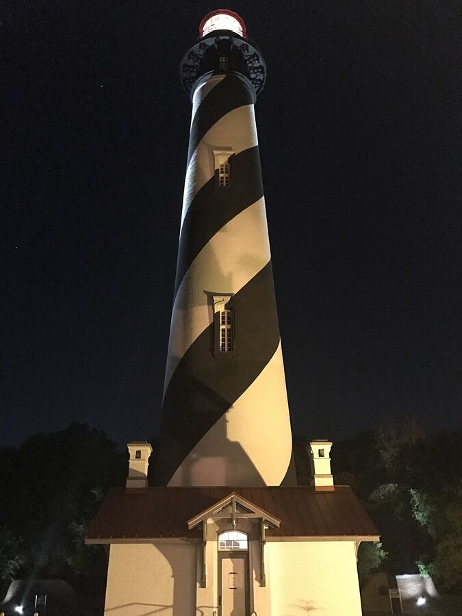 St Augustine Lighthouse at night Anastasia Island
