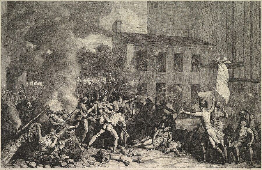 The Storming of the Bastille on 14 July 1789, painting by Charles Thévenin