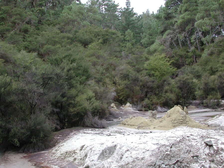 Sulphur mounds at Wai-O-Tapu thermal area