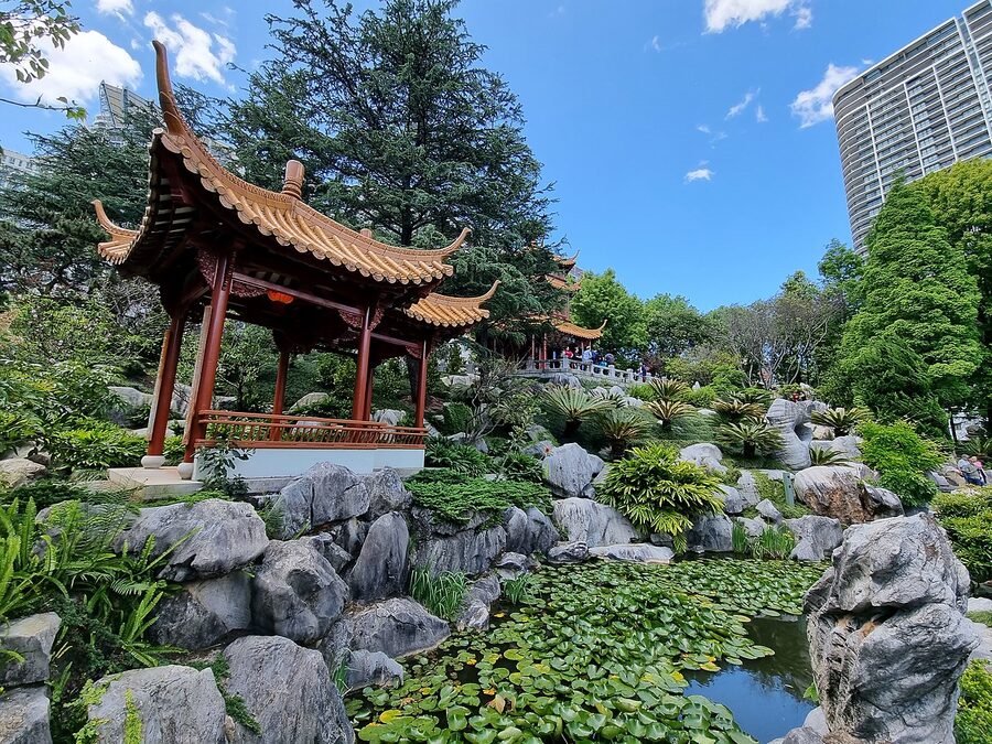 Chinese Garden of Friendship Sydney koi pond pavilion