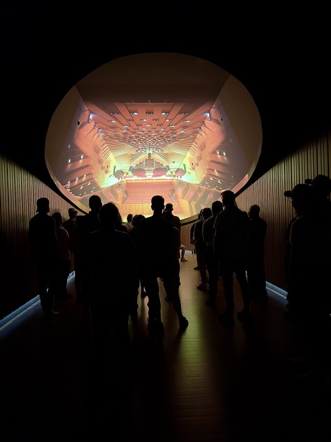 Sydney Opera House foyer with view towards harbour from inside