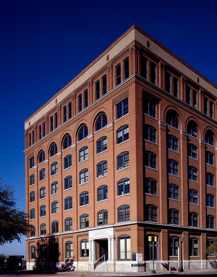 Texas School Book Depository exterior on Elm Street, Dallas