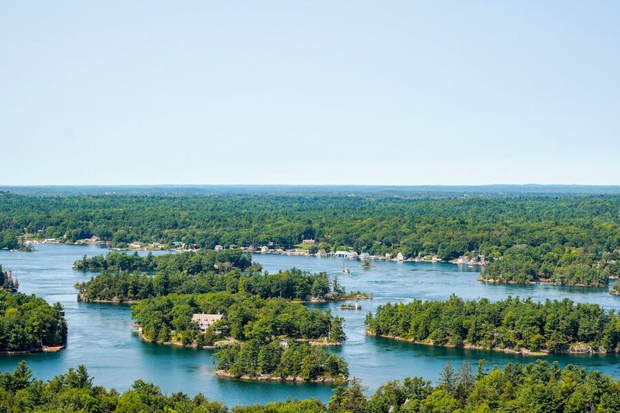 Thousand Islands aerial view Ontario
