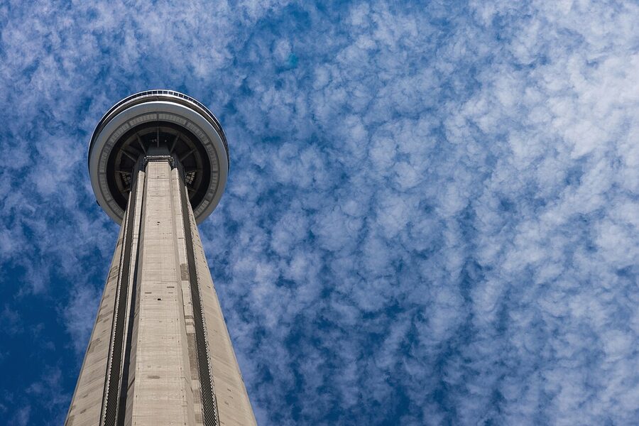 CN Tower Toronto viewed from the base looking up