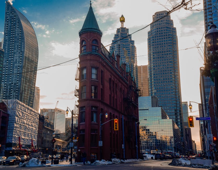 Gooderham Flatiron Building in Toronto with the skyline