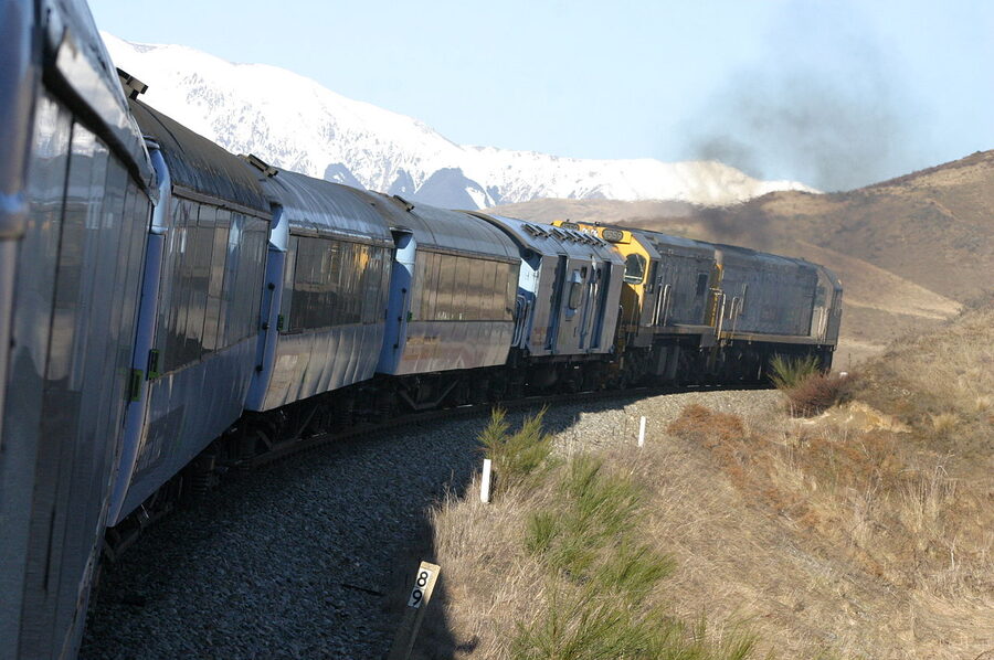 View of the Southern Alps from a TranzAlpine train window