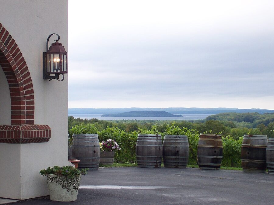 Chateau Chantal winery building and vineyard on Old Mission Peninsula