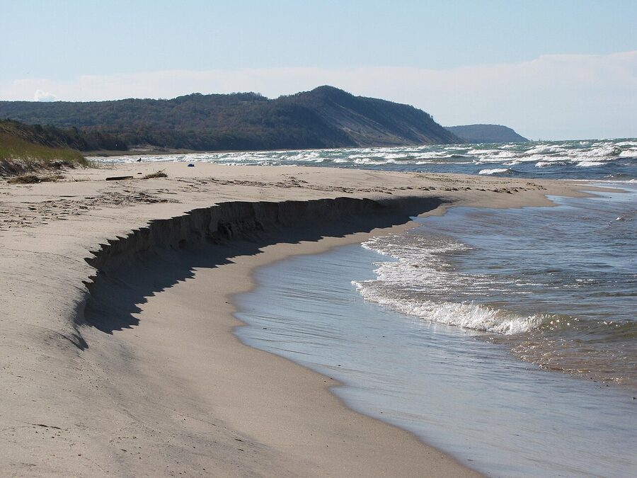 Lake Michigan shoreline near Traverse City with rocky beach