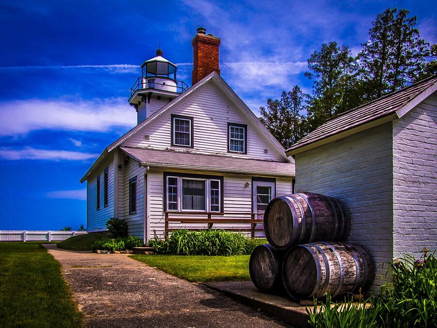 Mission Point Lighthouse at the tip of Old Mission Peninsula
