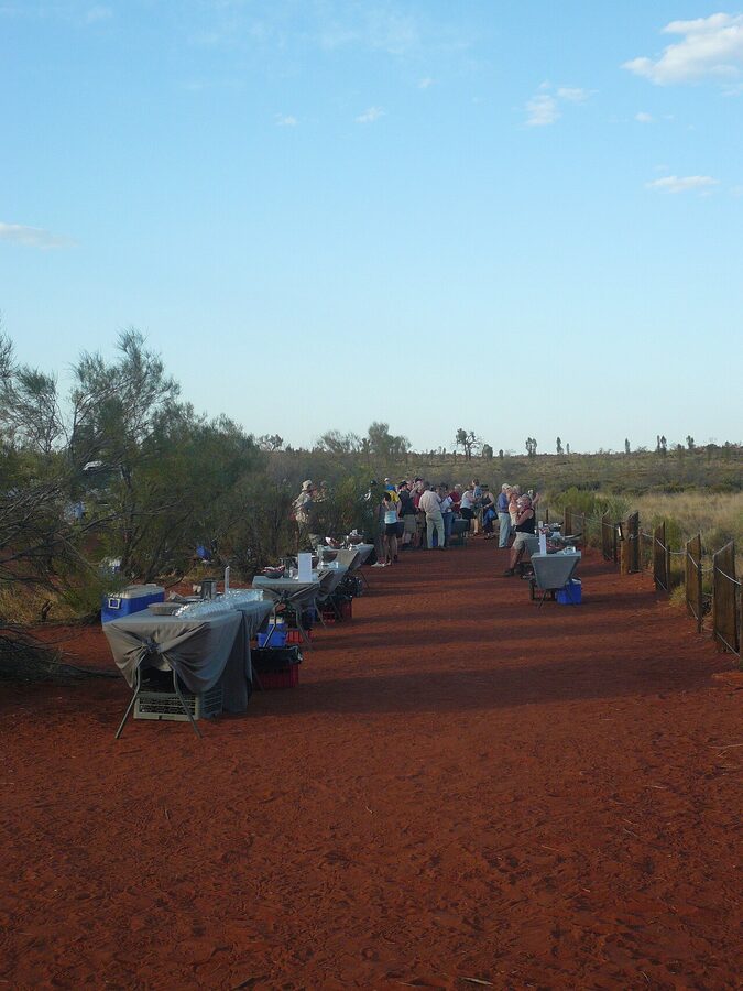 Visitors at the Uluru sunset viewing area