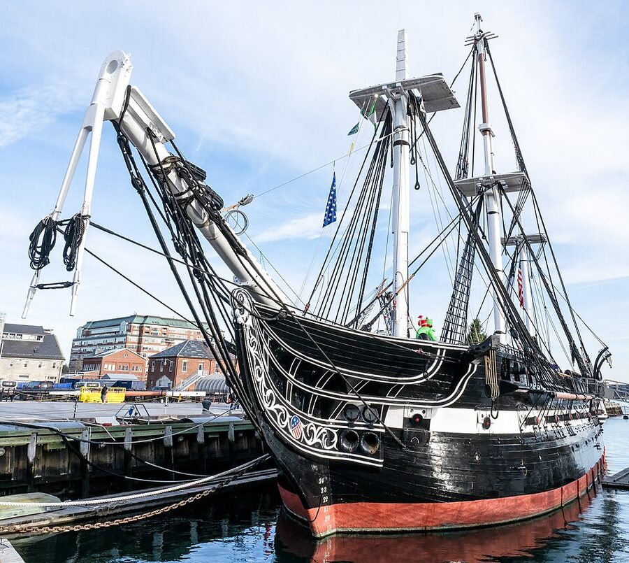 USS Constitution docked at Charlestown Navy Yard in Boston Harbor