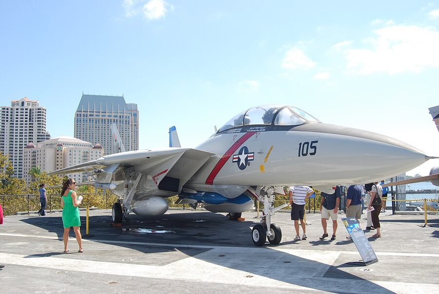 F-14 Tomcat parked on the USS Midway Museum flight deck