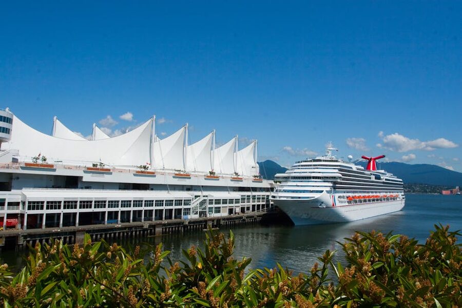 Cruise ship docked at Canada Place in Vancouver