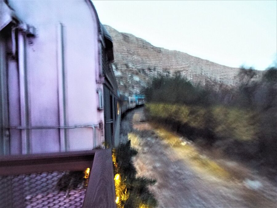 Verde Canyon Railroad train heading to Perkinsville in winter