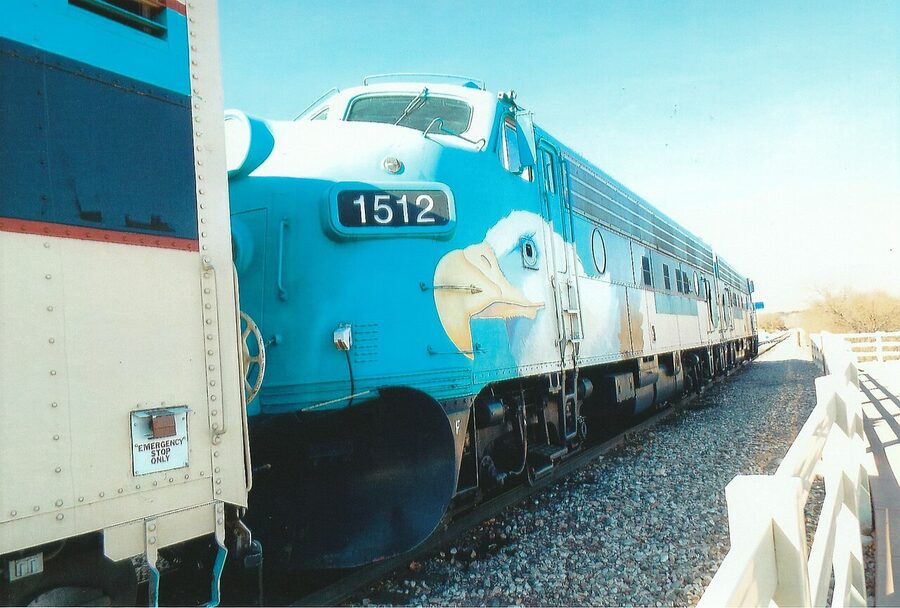 Verde Canyon Railroad engine parked at Clarkdale depot