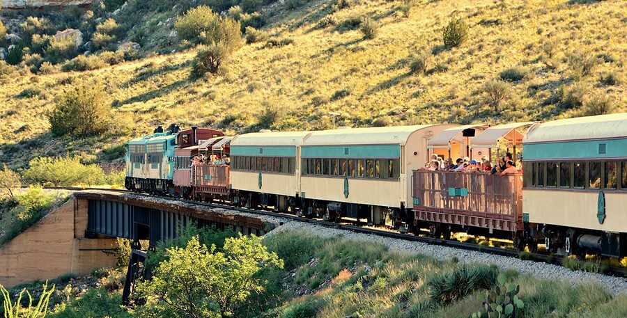 Open-air viewing car on the Verde Canyon Railroad