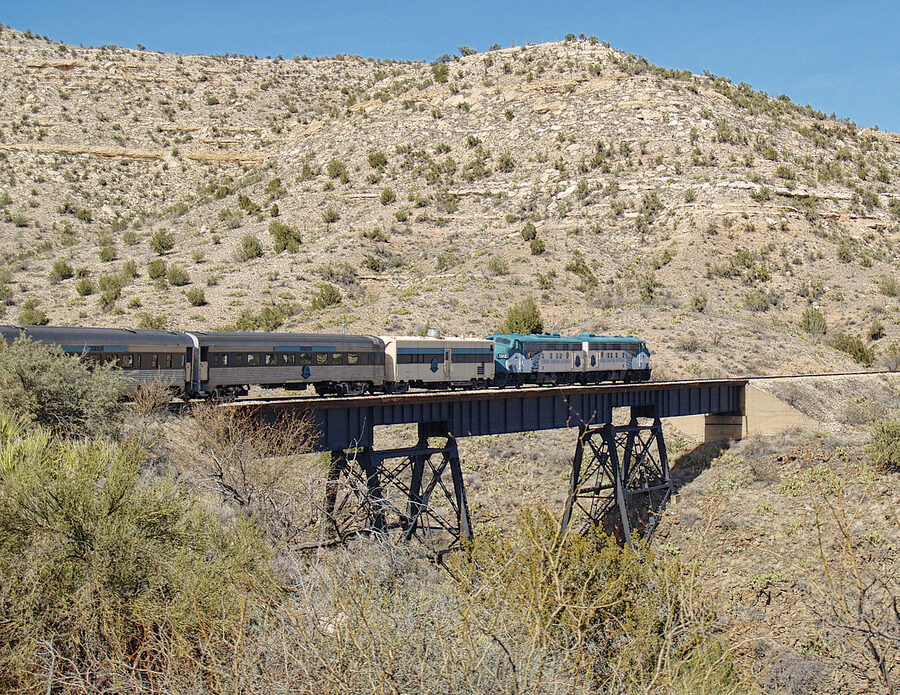 Scenic canyon curve view from the Verde Canyon Railway