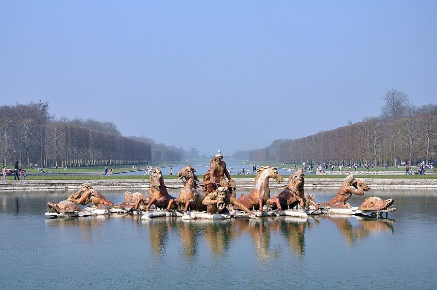 Apollo Fountain at Versailles with chariot rising from water